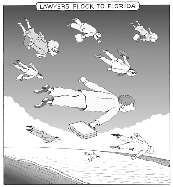 Lawyers flock to Florida cartoon, Lawyers decend on Florida for 2000 ...